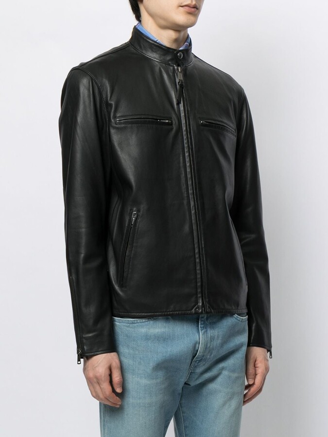 Polo Ralph Lauren Cafe Racer leather jacket - ShopStyle