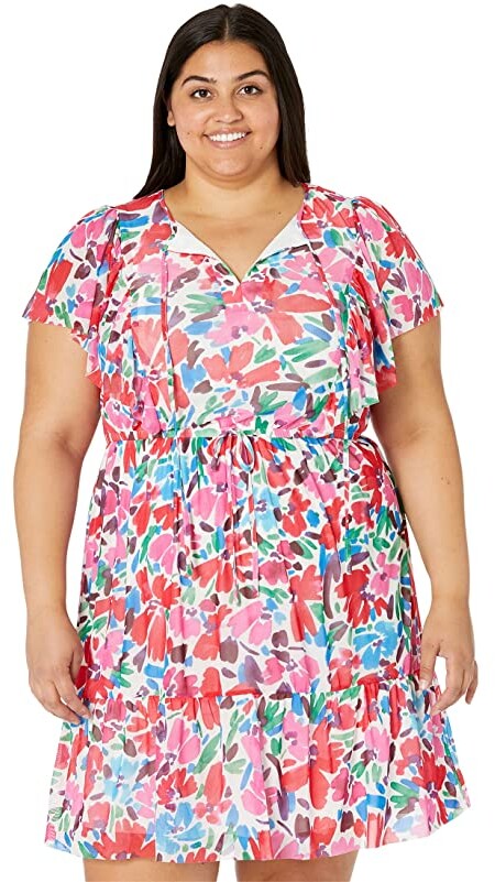 Donna Morgan Plus Size Mini Dress with Flutter Sleeve - ShopStyle