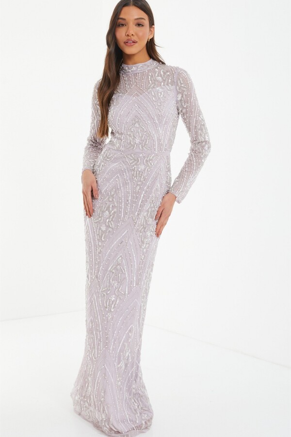 Quiz Women's Embellished High Neck Evening Dress - ShopStyle