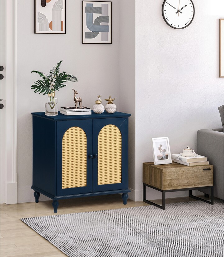 CTEX Rattan Storage Cabinet with Doors and Shelves, Rattan Sideboard ...