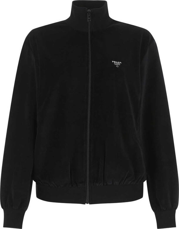 Prada Logo Embroidered Zipped Jacket - ShopStyle