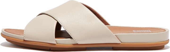 FitFlop Gracie Leather Cross Slides - ShopStyle