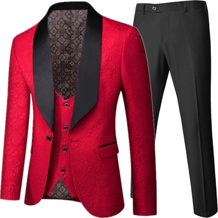 COSKTIARL Men Classic 3 Pieces Set - Banquet Feather Embossing Process ...