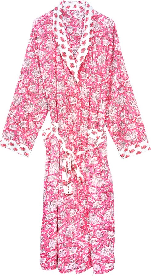 inara - Indian Cotton Peony Paisley Print Robe - ShopStyle