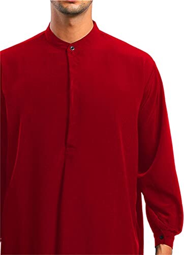 Gyrosphere Islamic Mens Clothing Simple Long Sleeve Solid Colour Stand ...