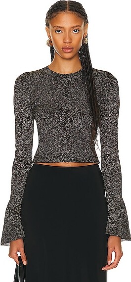 Frame Godet Lurex Top in Black,Metallic Gold - ShopStyle