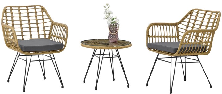 Modern Rattan Coffee Chair Table Set 3 PCS, Outdoor Furniture Rattan ...