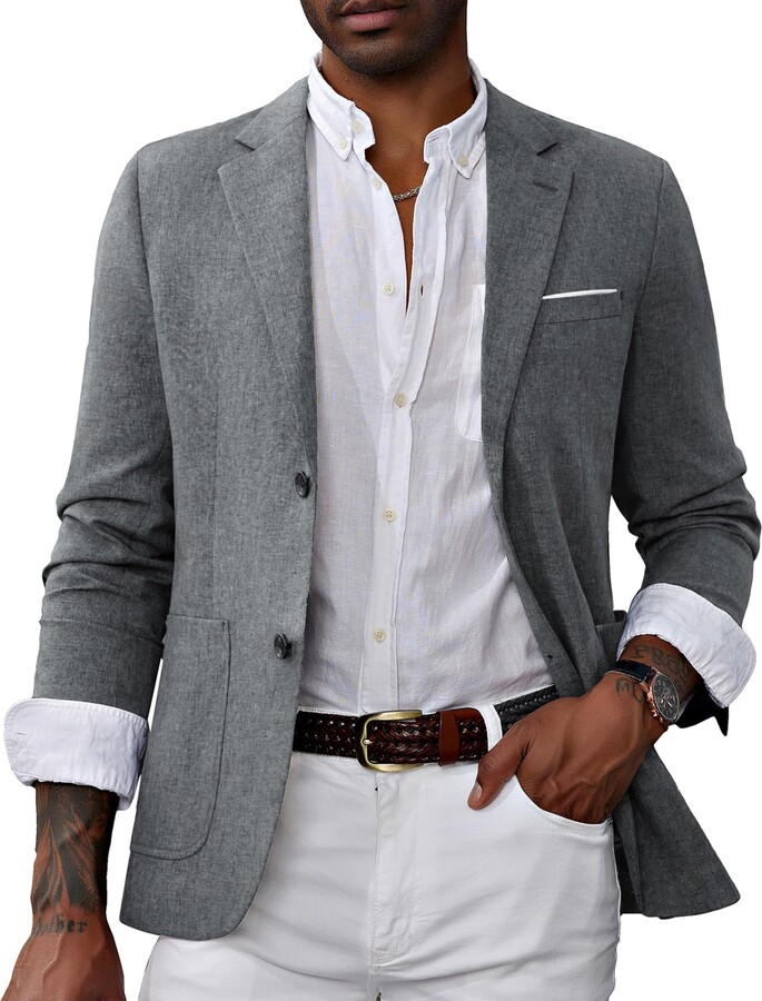 PaulJones Mens Causal Business Blazer Slim Fit Tweed Jackets ...