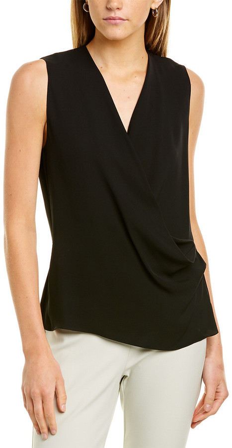 Theory Draped Silk Shell - ShopStyle Tops