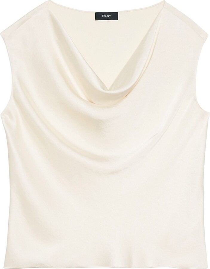 Theory Crushed Satin Cowl-Neck Top - ShopStyle