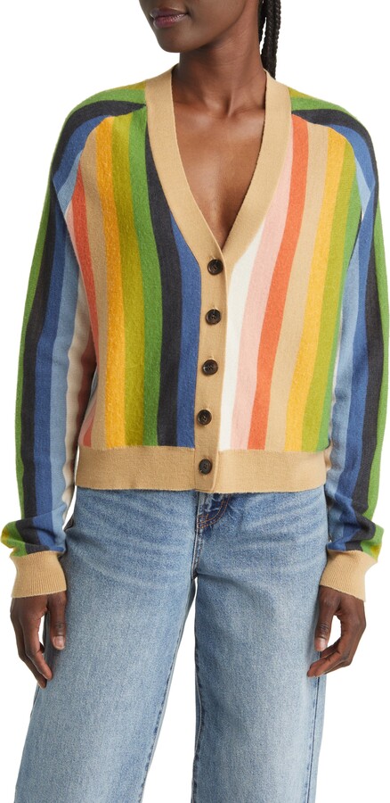 The Great The Varsity Stripe Wool Blend Cardigan - ShopStyle