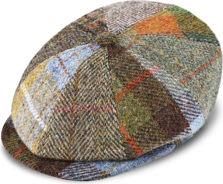 fiebig Rona Bakerboy Harris Tweed Patchwork Newsboy Made from 100% ...