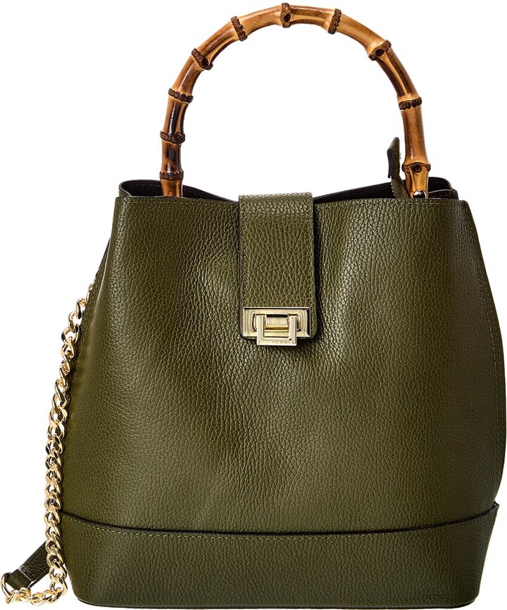 Italian Leather Top Handle Bucket Bag - ShopStyle
