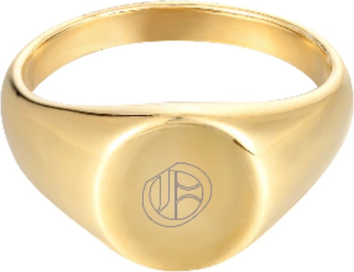 SEOL + GOLD - 22Ct Gold Vermeil Old English Engraved Initial Rounded ...