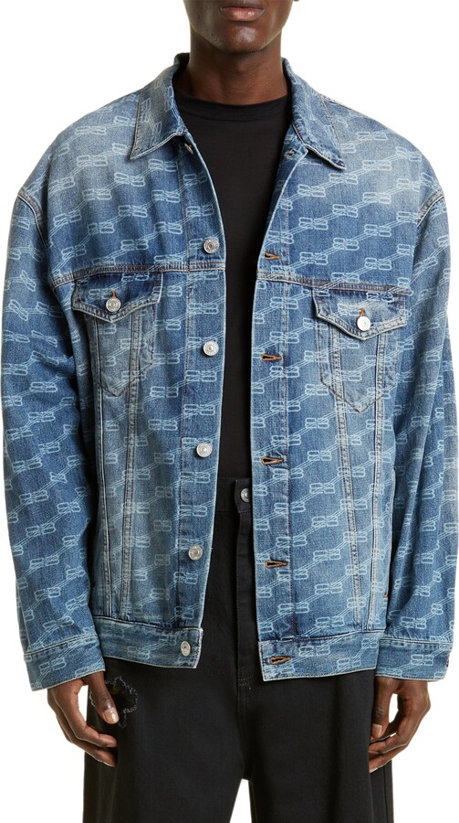 Balenciaga Men's License Logo Oversize Denim Trucker Jacket - ShopStyle