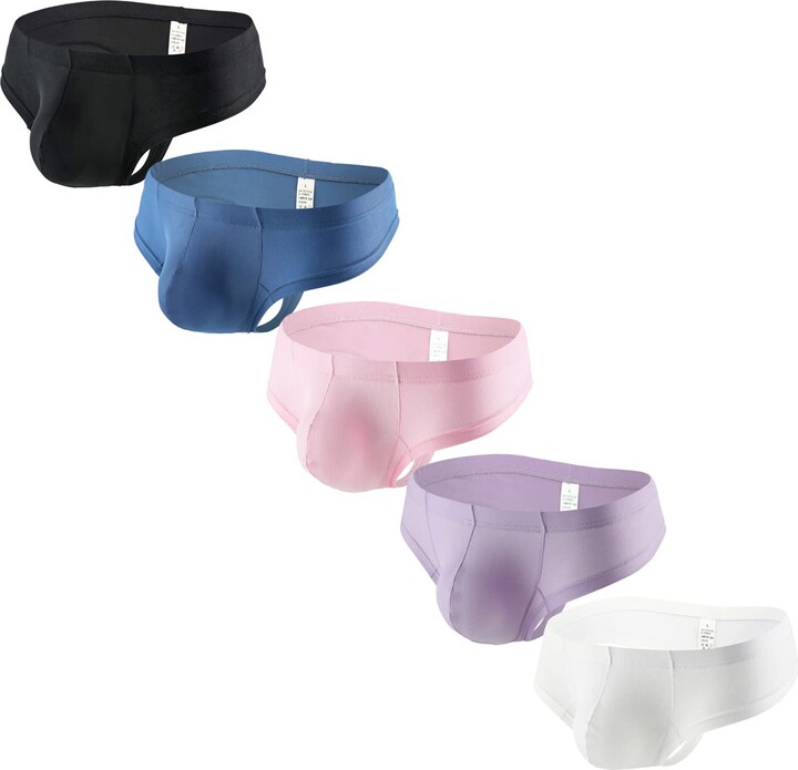 Faringoto Men's Underwear Ice Silk Low Waist Briefs Breathable Seamless ...