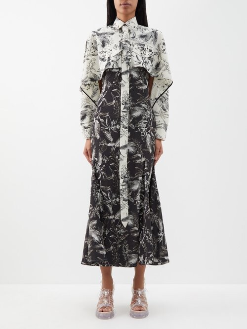 Thebe Magugu Split Porcelain-print Crepe Midi Dress - ShopStyle
