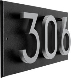Whitehall Products Floating Stand-Off 3-Number Horizontal Sign, Black ...