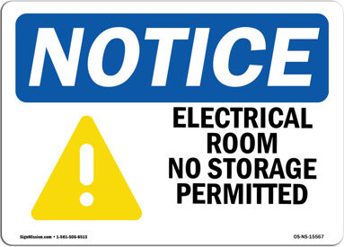 SignMission Osha Notice Electrical Room No Storage Permitted Sign ...