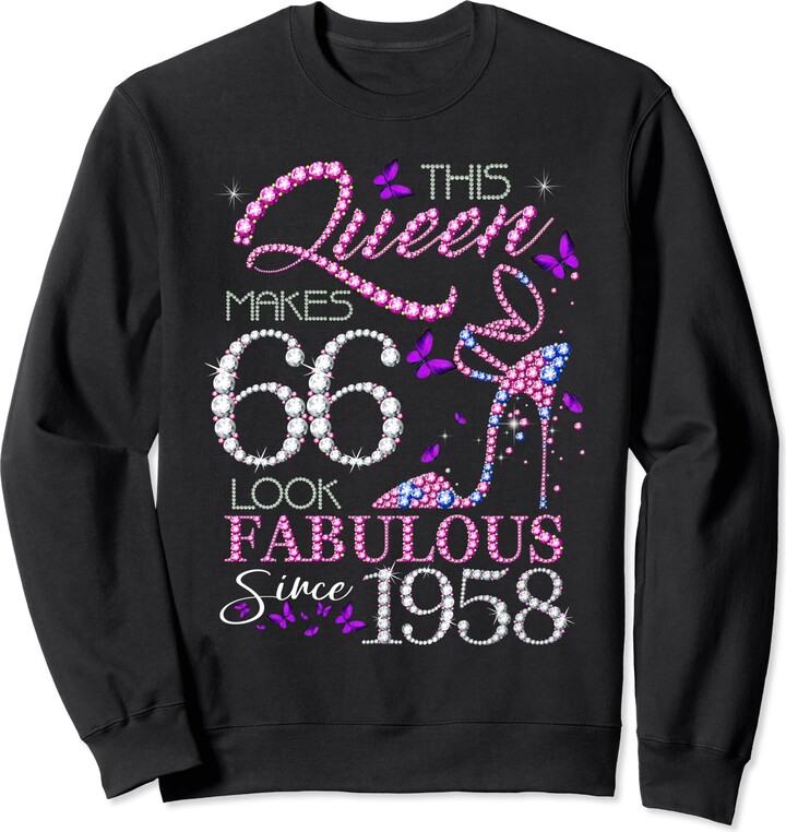 Womens Made In 1958 66 Years Old Birthday Est 1958 This Queen Makes 66 ...