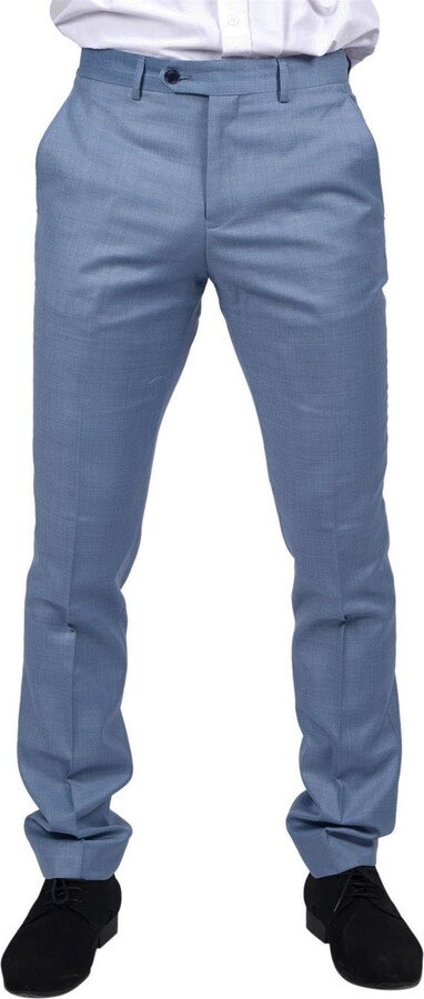 TruClothing Mens Light Blue Sky Trousers Classic Stitch Wedding Summer ...