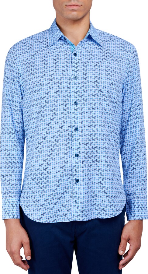 CONSTRUCT Hatch Print 4-Way Stretch Slim Fit Button-Down Shirt - ShopStyle