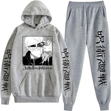 HongwenStore Jujutsu Kaisen Hoodie and Sweatpants Set Unisex Anime Gojo ...