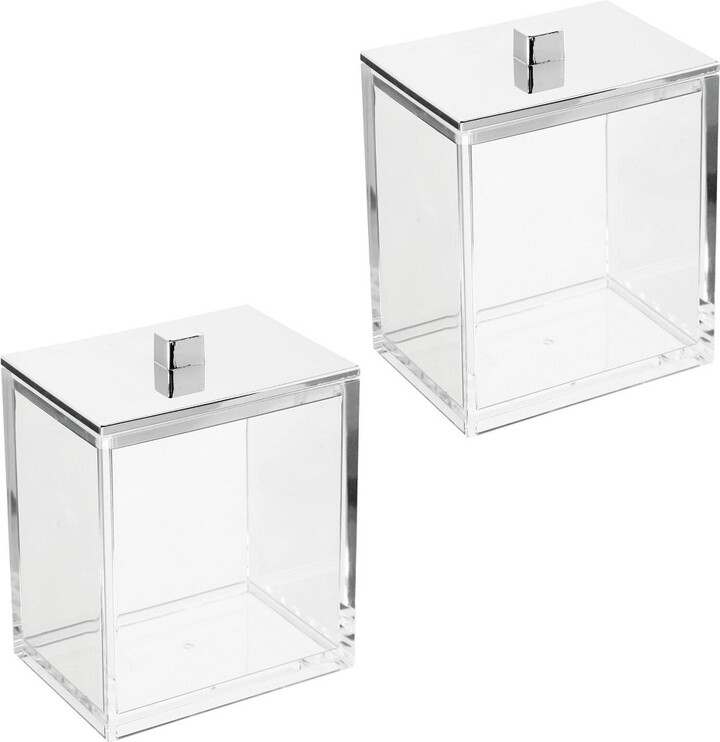 mDesign Plastic Rectangle Apothecary Jar Storage Canister, 2 Pack ...