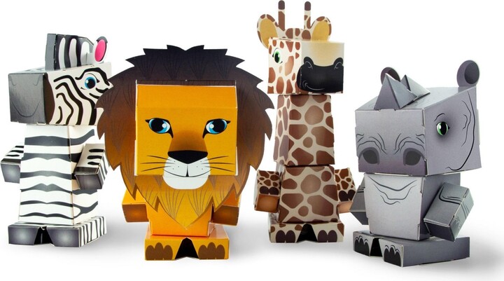 Cubles Safari Set (Lion, Giraffe, Rhino, Zebra) - Buildable 3D Stem ...