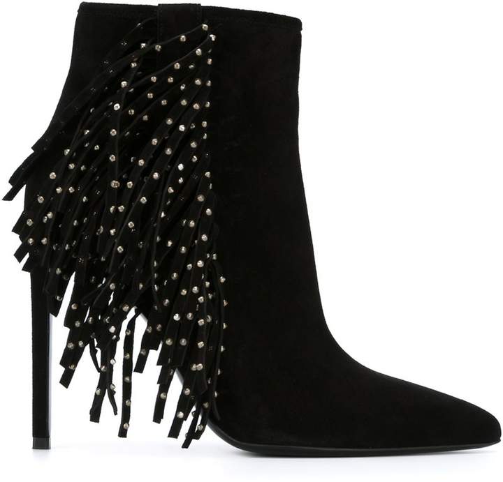 Saint Laurent fringed ankle boots - ShopStyle