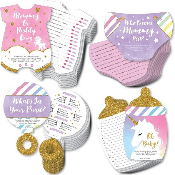 Big Dot of Happiness Rainbow Unicorn - 4 Magical Unicorn Baby Shower ...