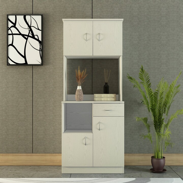 Modern Kitchen Pantry with Buffet Cabinet， 4 door & 1 drawer, Cupboard ...