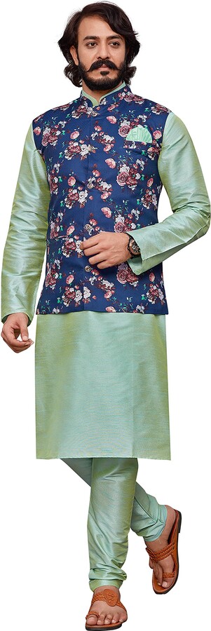 RALFKITTLER Soft Jacquard Silk Floral Print Work Coti Kurta Pajama For ...