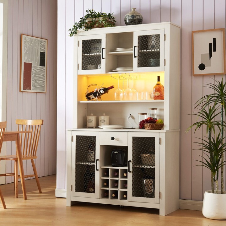 EHEK 70" Kitchen Pantry with Small Drawer, Storage Cabinet and Wine ...