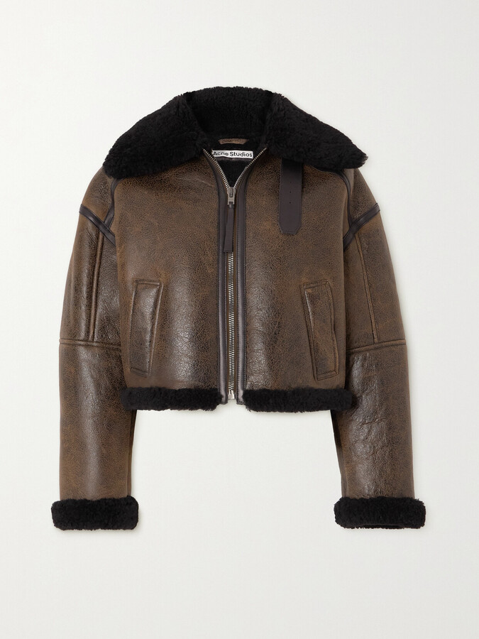Acne Studios Shearling Jacket - Brown - ShopStyle
