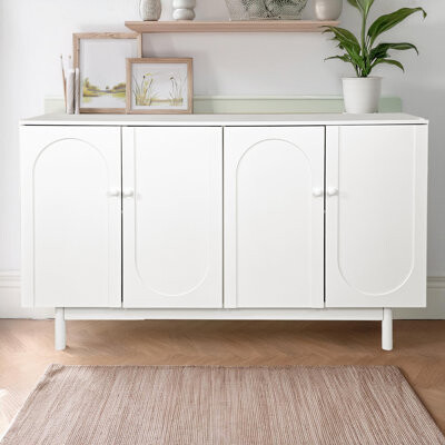 Dakota Fields Stylish And Functional 4-Door Intaglio Storage Cabinet With Pine Legs - ShopStyle