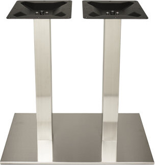 BFM Seating Elite Brushed Stainless 16x30" Rectangular Outdoor Dining Height Table Base Double ...