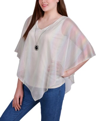 NY Collection Petite Sheer Poncho with Matching Tank - ShopStyle Tops