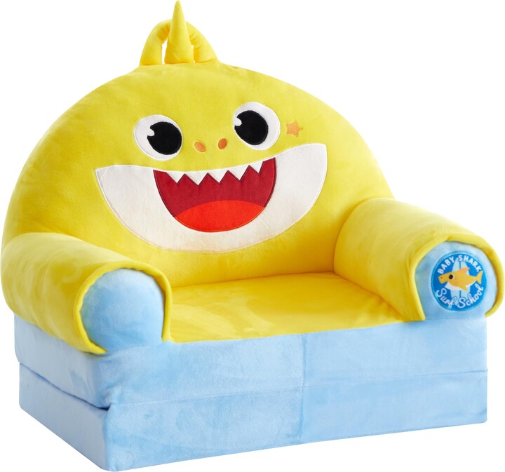 Idea Nuova Baby Shark Kids Figural 2 in 1 Plush Flip Out Sofa Chair to ...