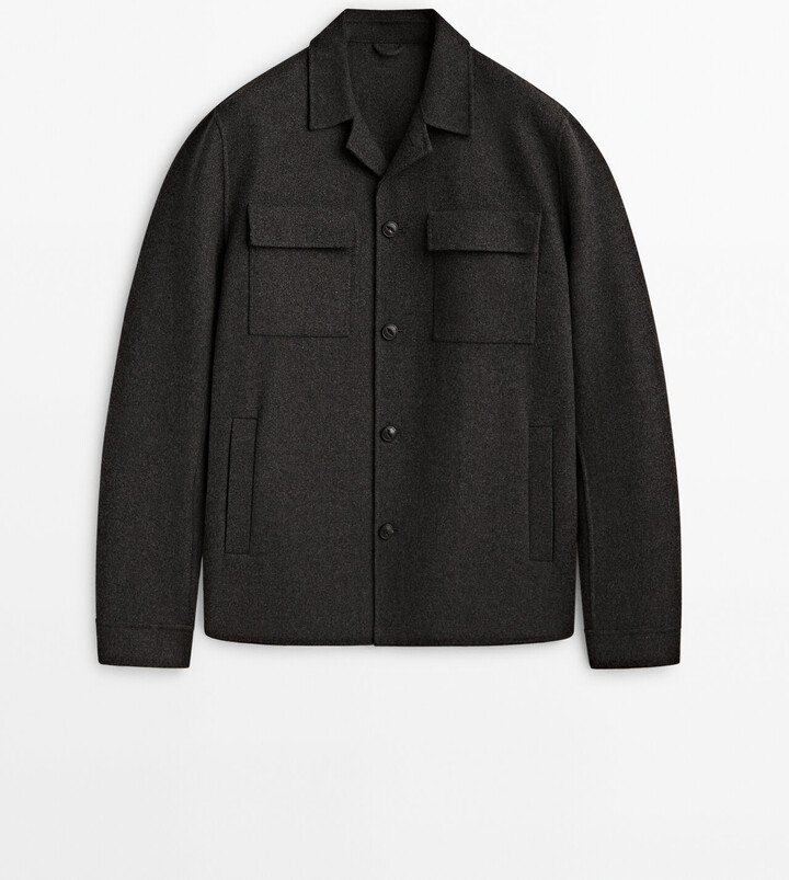 Massimo Dutti Double-Faced Wool Blend Overshirt With Pockets ...