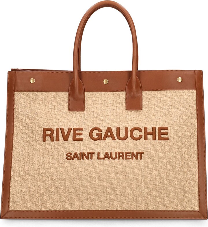 Saint Laurent Rive Gauche raffia tote bag - ShopStyle