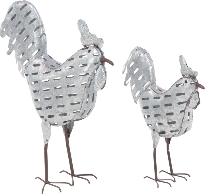 Studio 350 The Gray Barn Jartop Rustic Iron Standing Rooster Sculptures ...