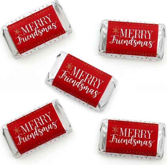 Big Dot of Happiness Red and Gold Friendsmas - Mini Candy Bar Wrapper ...