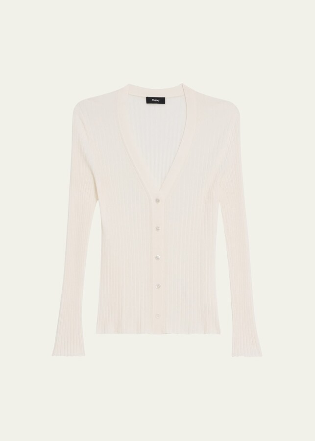 Theory Regal Merino Wool Wide-Rib Cardigan - ShopStyle