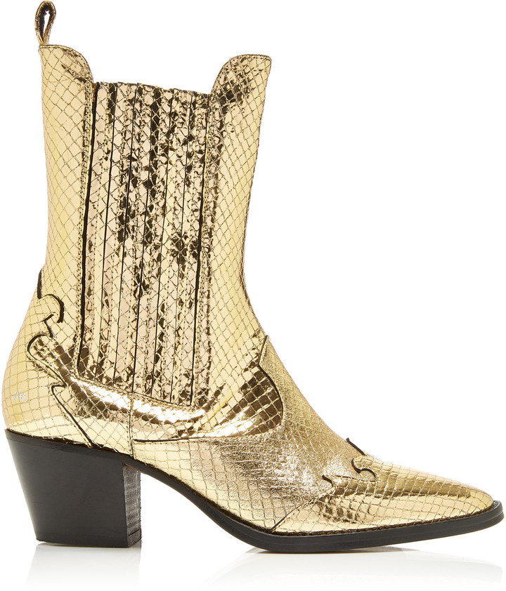 Paris Texas Atlanta Snake-Effect Metallic Leather Cowboy Boots - ShopStyle