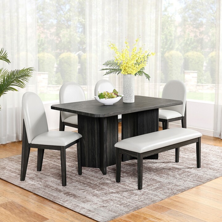 GREATPLANINC Modern 6 Piece Dining Set Rectangular Dining Table, Four ...