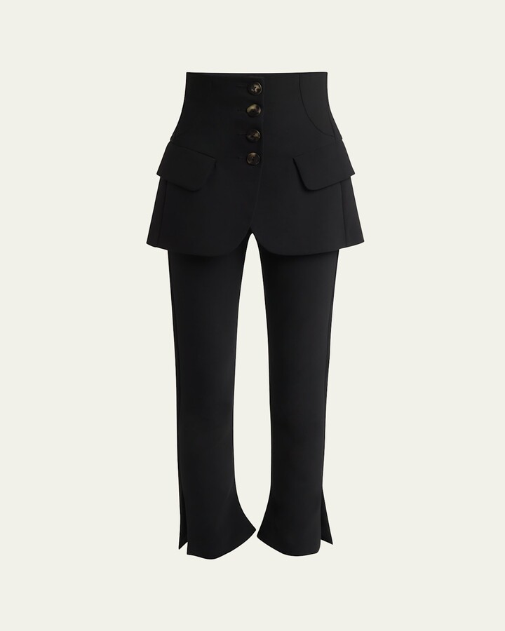 A.W.A.K.E. Mode Slit-Hem Slim Basque Trousers - ShopStyle Casual Pants