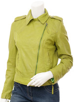 Womens Lime Green Biker Leather Jacket: Baileyton - ShopStyle