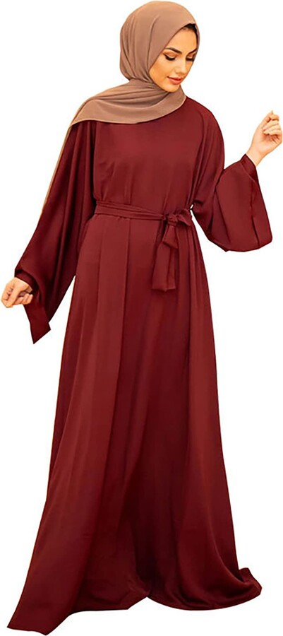 LOOMLO Abayas for Women Muslim Dress Long Sleeve Arabian Islamic Dubai Robe Middle East Prayer ...