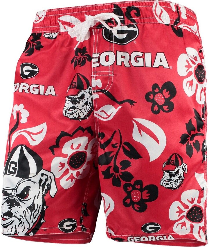 Men's Wes & Willy Red Georgia Bulldogs Floral Volley Swim Trunks ...
